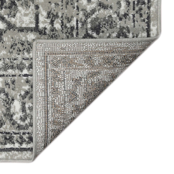 Bungalow Rose Calam Traditional Bordered Durable Performance Charcoal Gray Area Rug | Wayfair